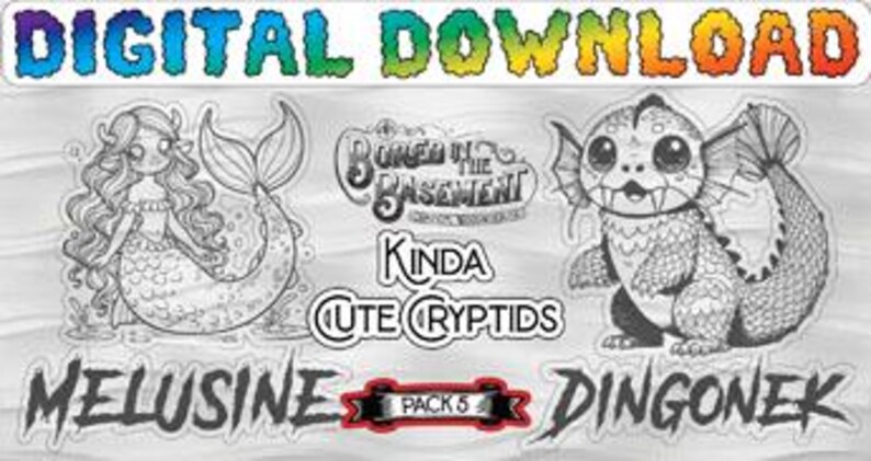 Kinda Cute Cryptids - Charming Digital Clipart Collection Pack 5 - Ai ...