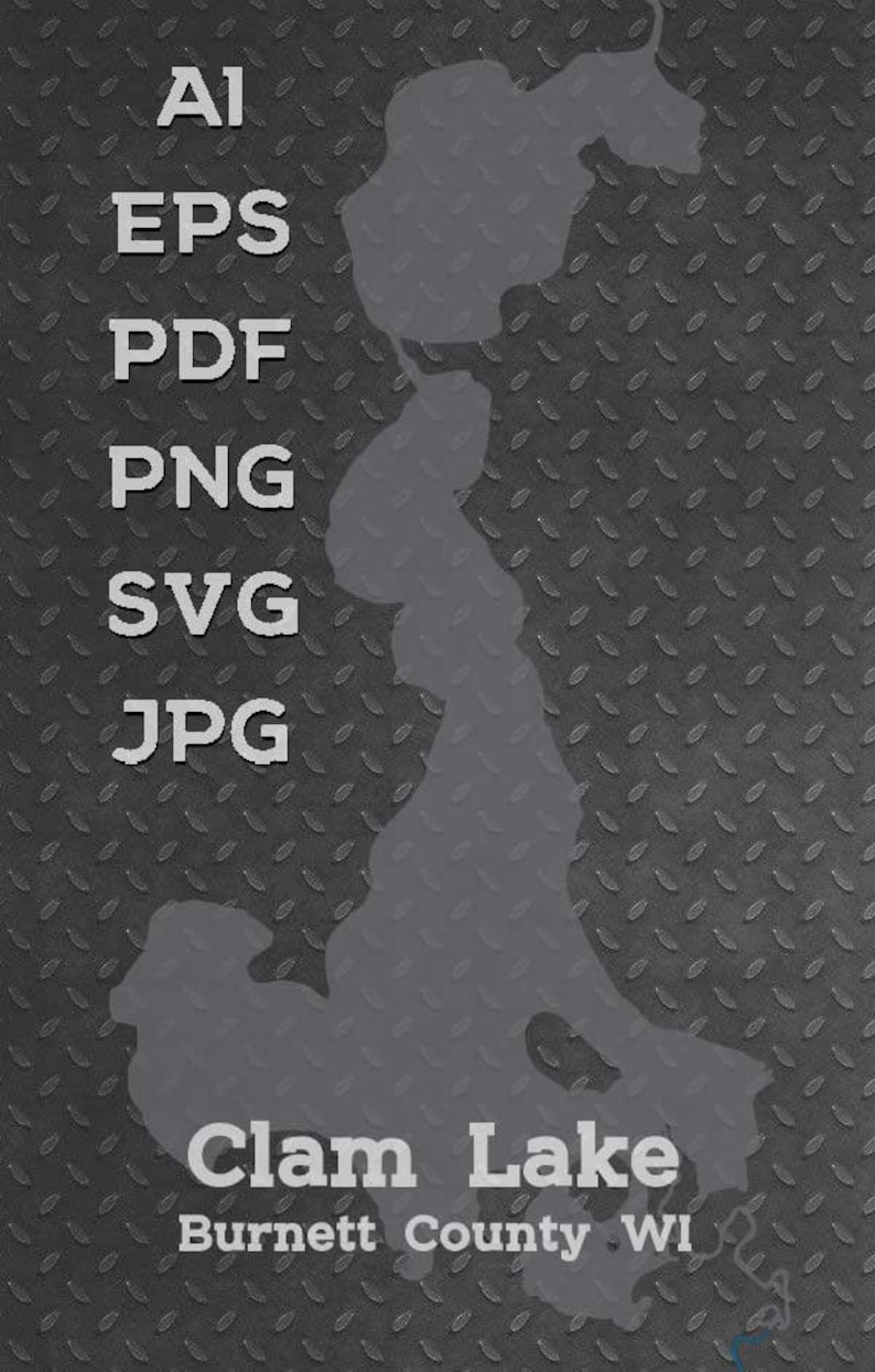 Clam Lake Wisconsin Map Silhouette: Vector Cut File (digital Download ...