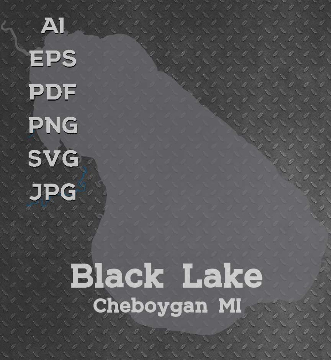 Black Lake Michigan Map Silhouette: Vector Cut File (digital Download ...