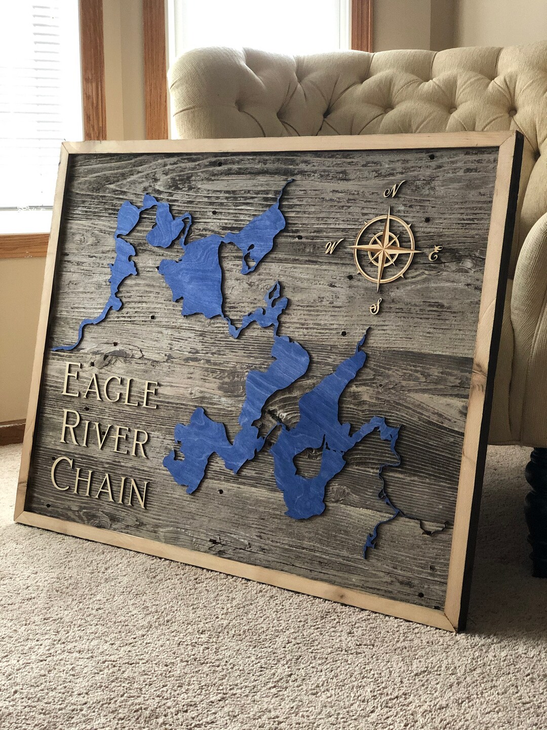 Bespoke Rustic Lake Map Artwork - Personalized Wooden Lake Maps for ...