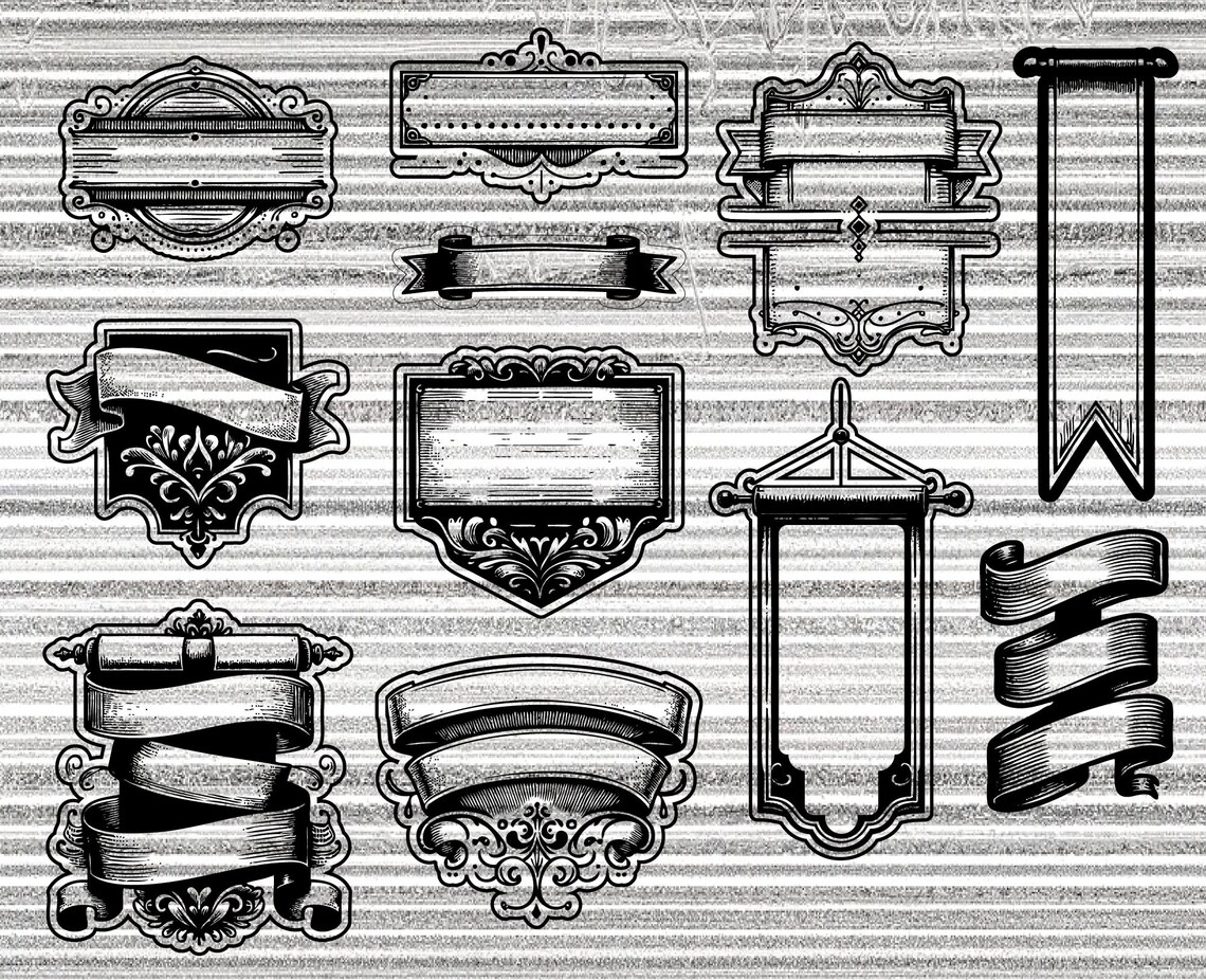 Elegant & Fancy Banners and Frames, Svg Png Pdf Eps Ai Vector Graphic ...