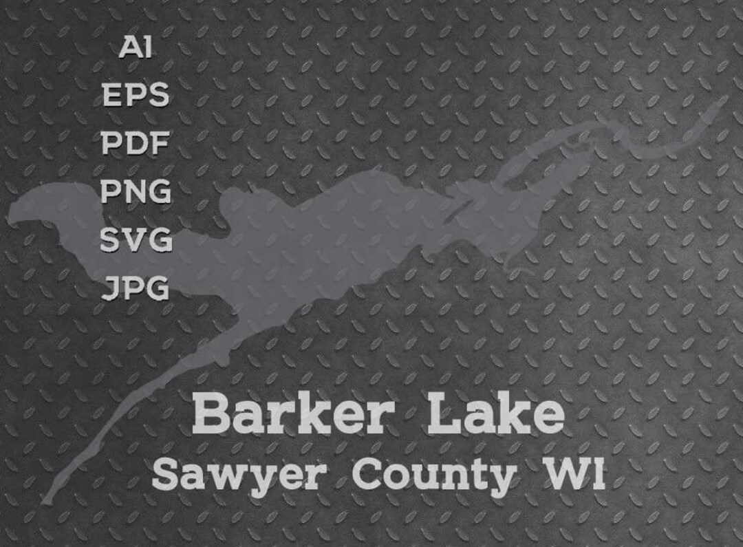 Barker Lake, Sawyer County, WI Map Shape Silhouette Svg Png Pdf Eps Ai ...