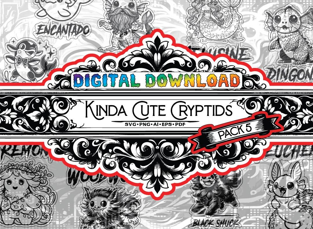 Kinda Cute Cryptids - Charming Digital Clipart Collection Pack 5 - Ai ...