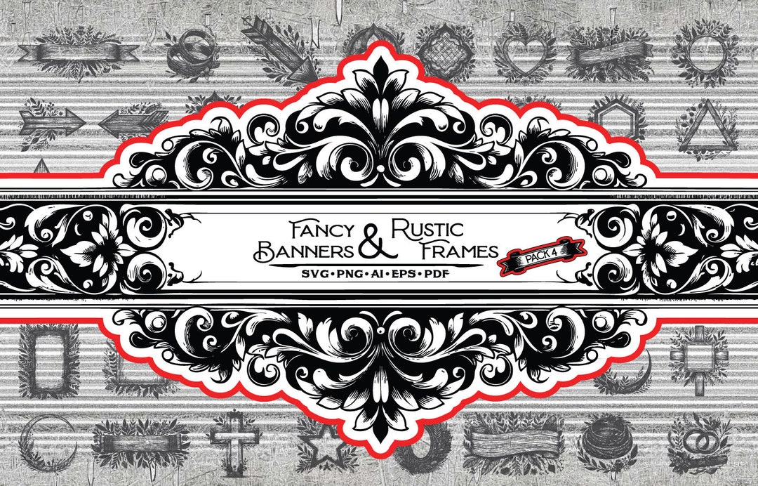 Rustic Banners and Frames Clipart: Wedding Vector Graphics (digital ...