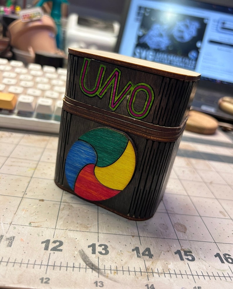 Laser-cut Uno Game Box Digital File – DIY 3mm Wood Fitted Box Design ...