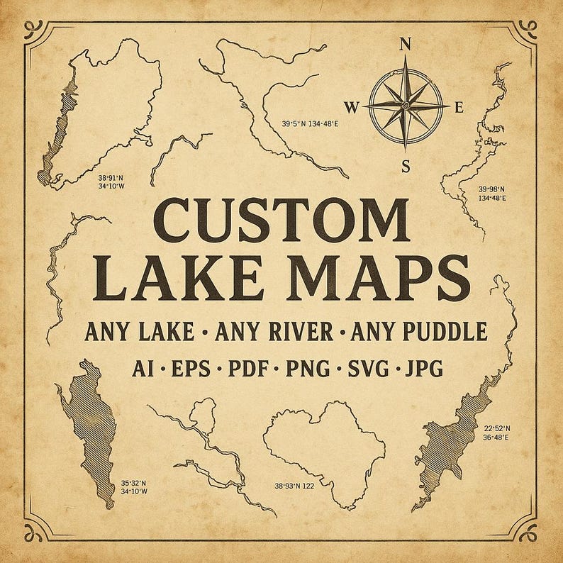 Au Sable River MI Map Silhouette: Vector Graphic Design (digital ...