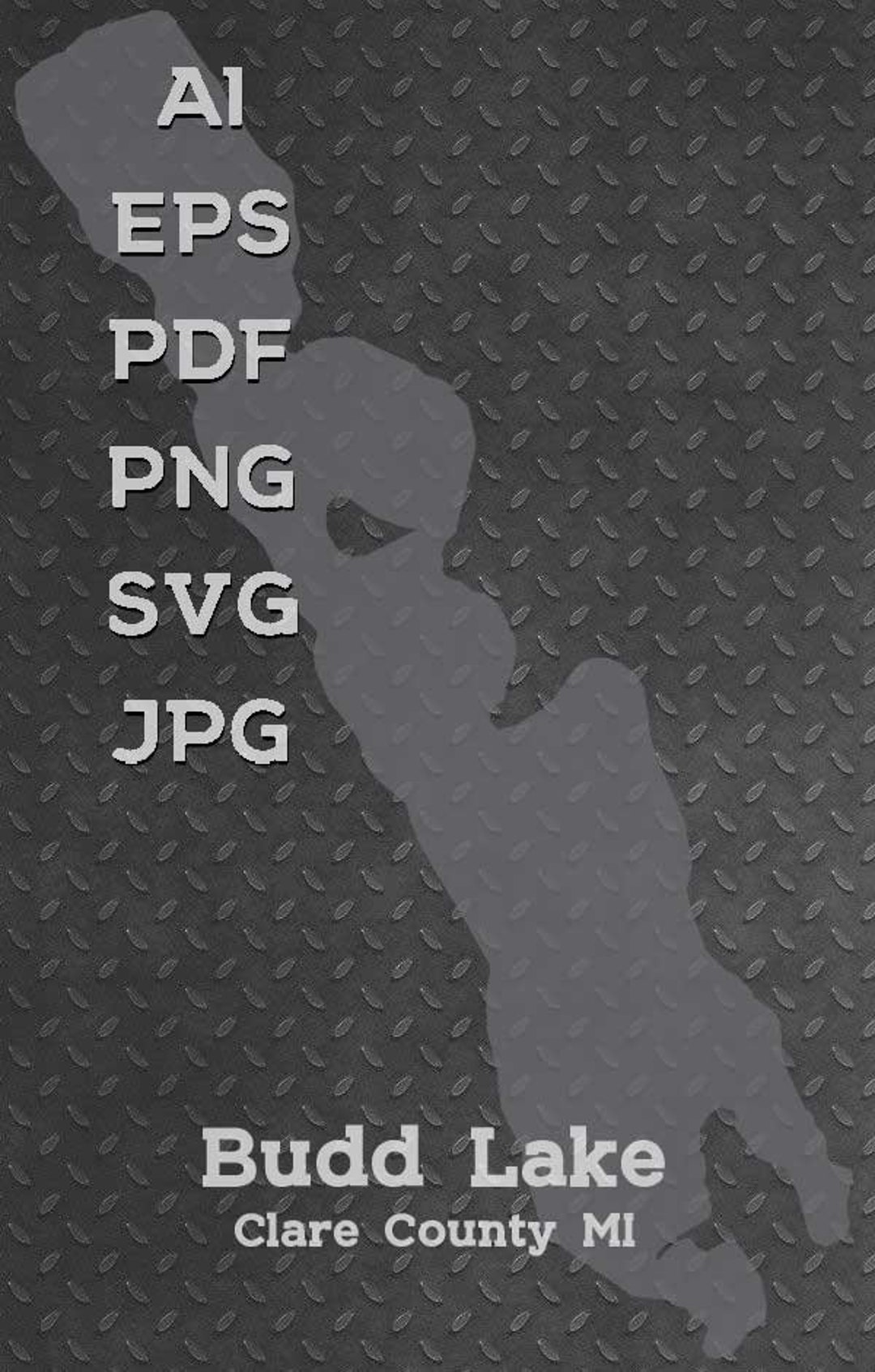 Budd Lake, Clare County, MI Michigan Map Shape Silhouette Svg Png Pdf ...