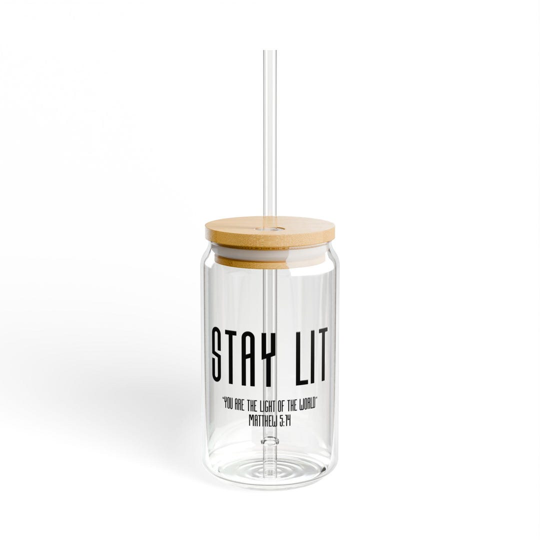 Stay Lit Sipper Glass Mason Jar With Bamboo Lid & Straw | 16 Oz Durable ...