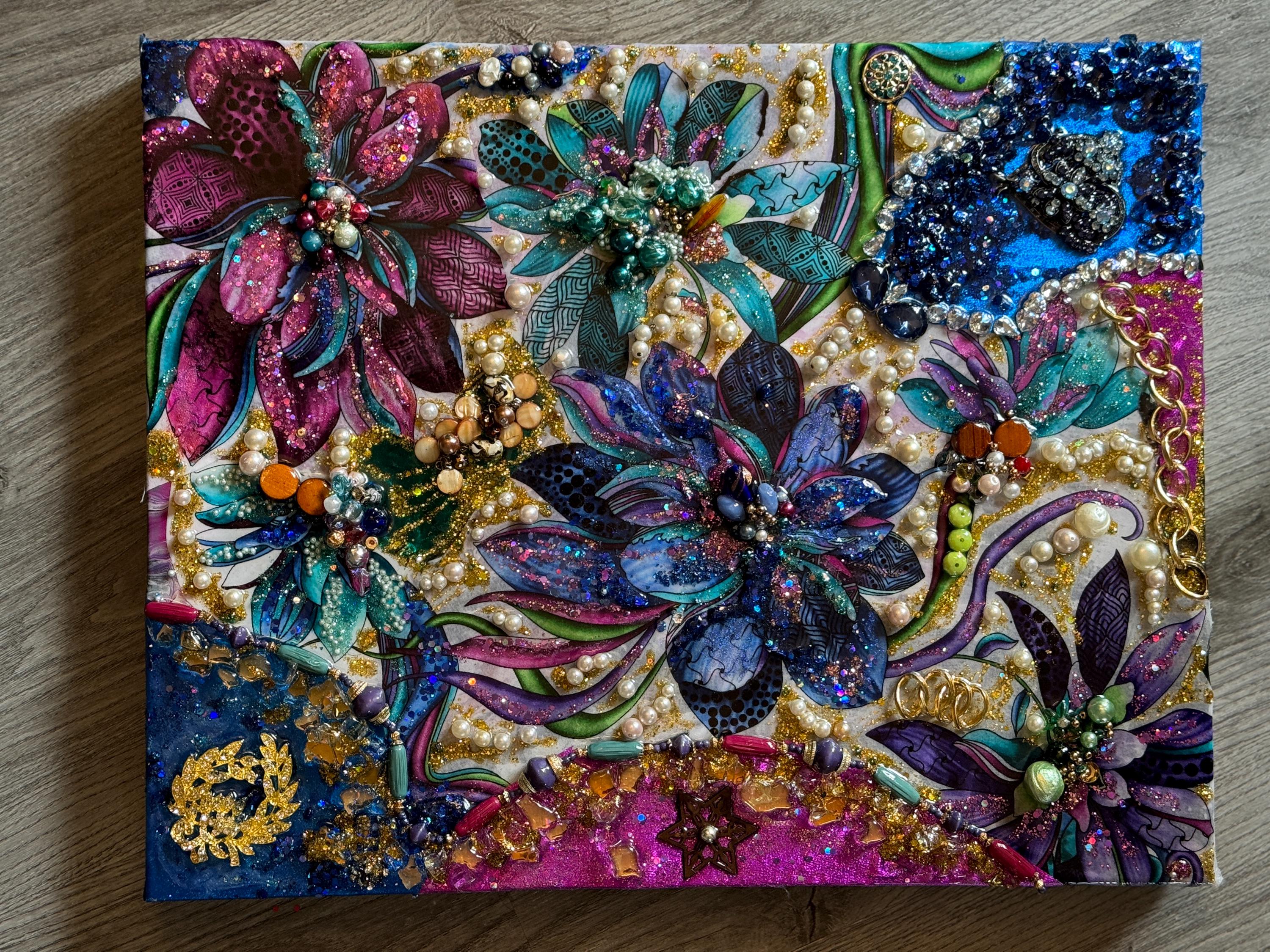 Embellished Floral Canvas - Etsy