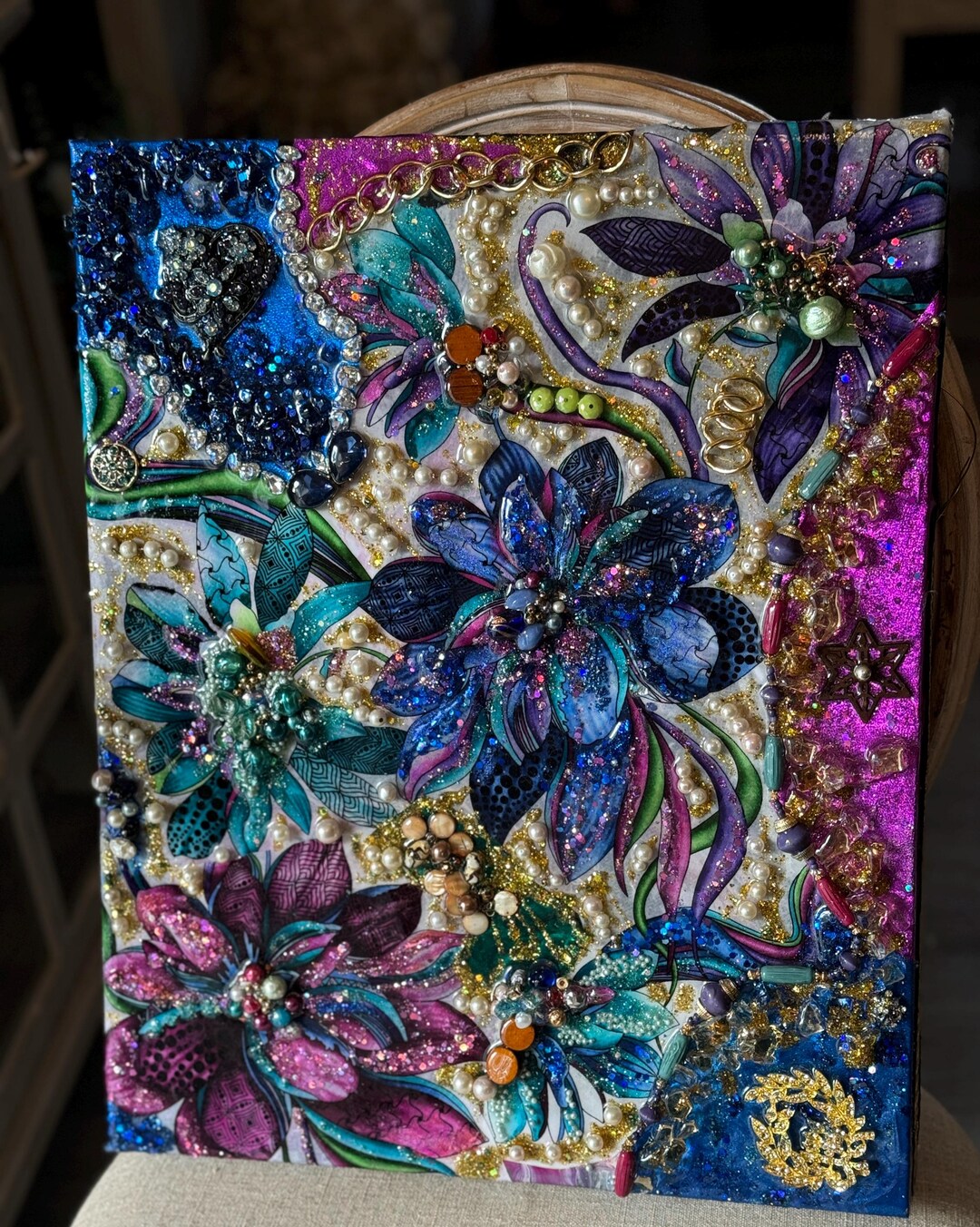 Embellished Floral Canvas - Etsy