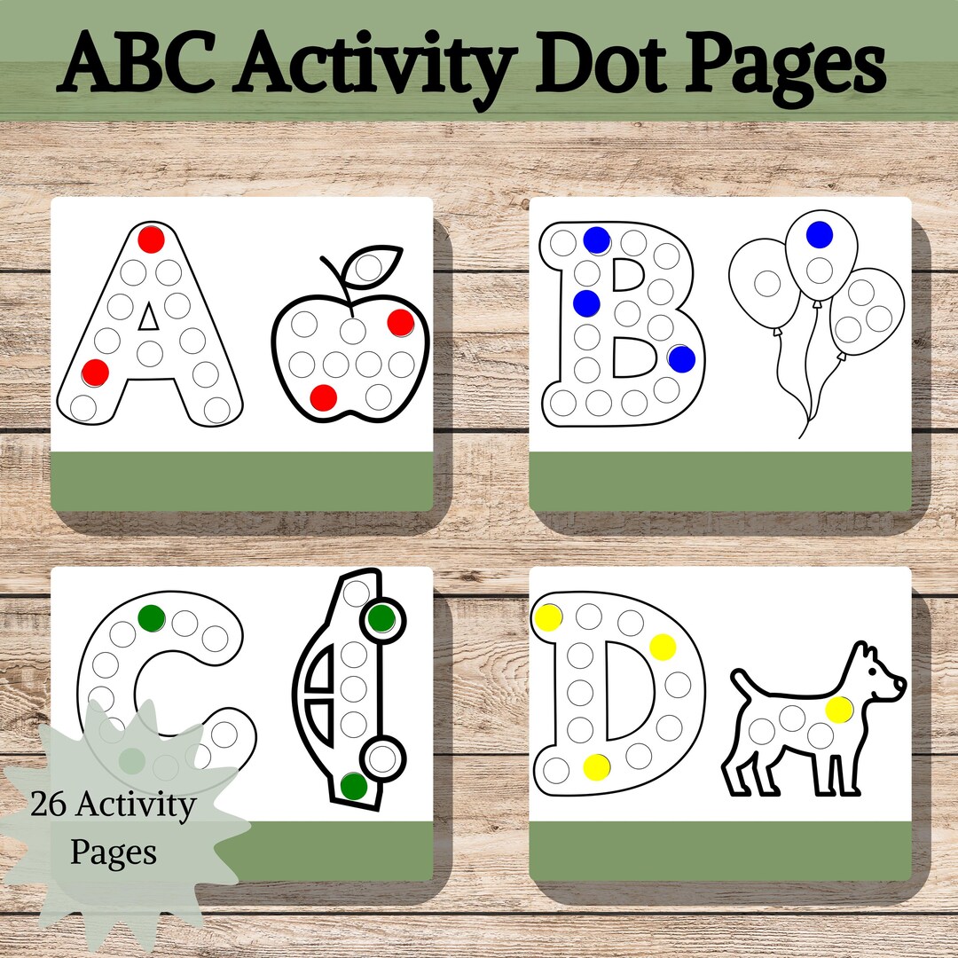 Toddler Activity Page Dot Activity for Toddler Mom Activity ABC ...
