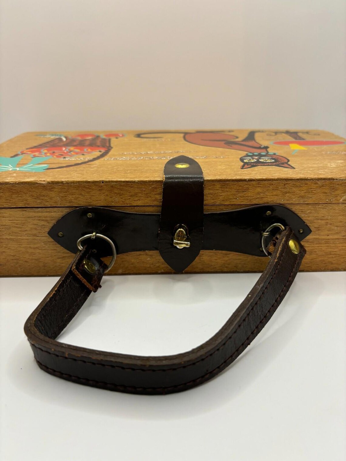 Vintage by SIMON Siamese Cat Apples Purse Hand Painted Wood Handbag ...