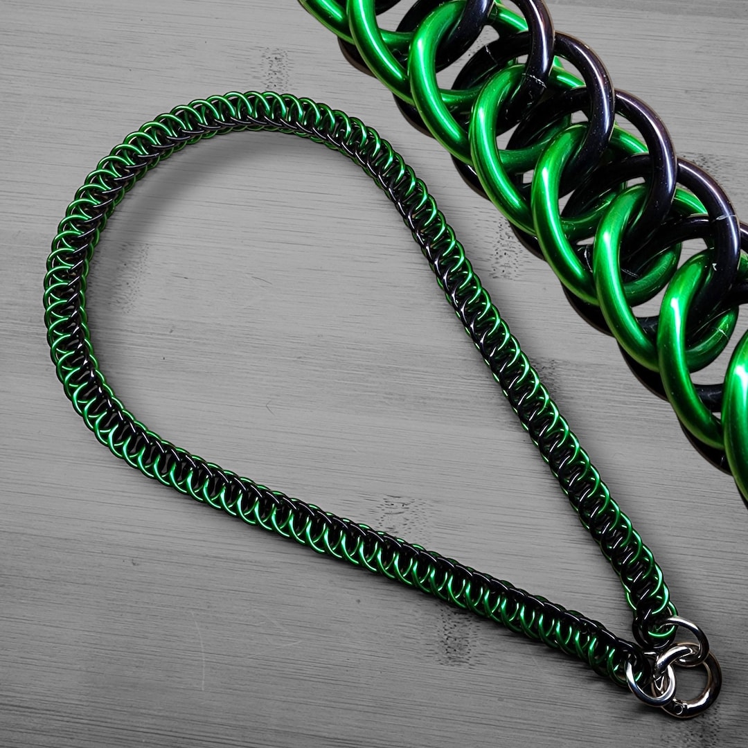 Handmade Green Chainmail Collar BDSM, Fetish, and Puppy Play. Custom ...