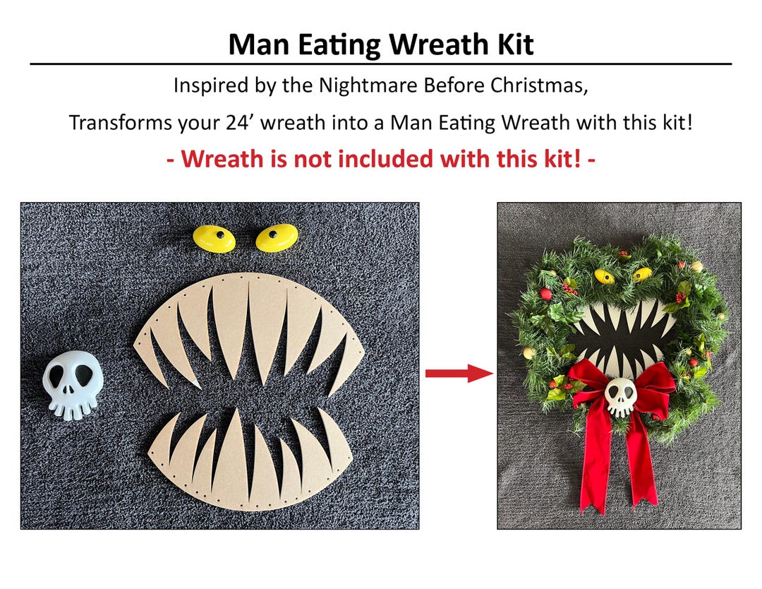 Nightmare Before Christmas Inspired - Man Eating Wreath Kit (eyes ...