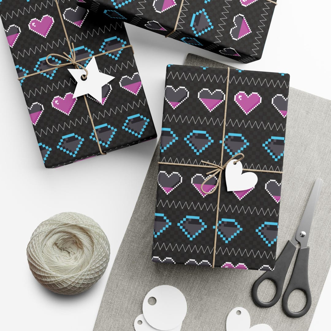 Retro Gamer Heart Gift Wrap - Etsy