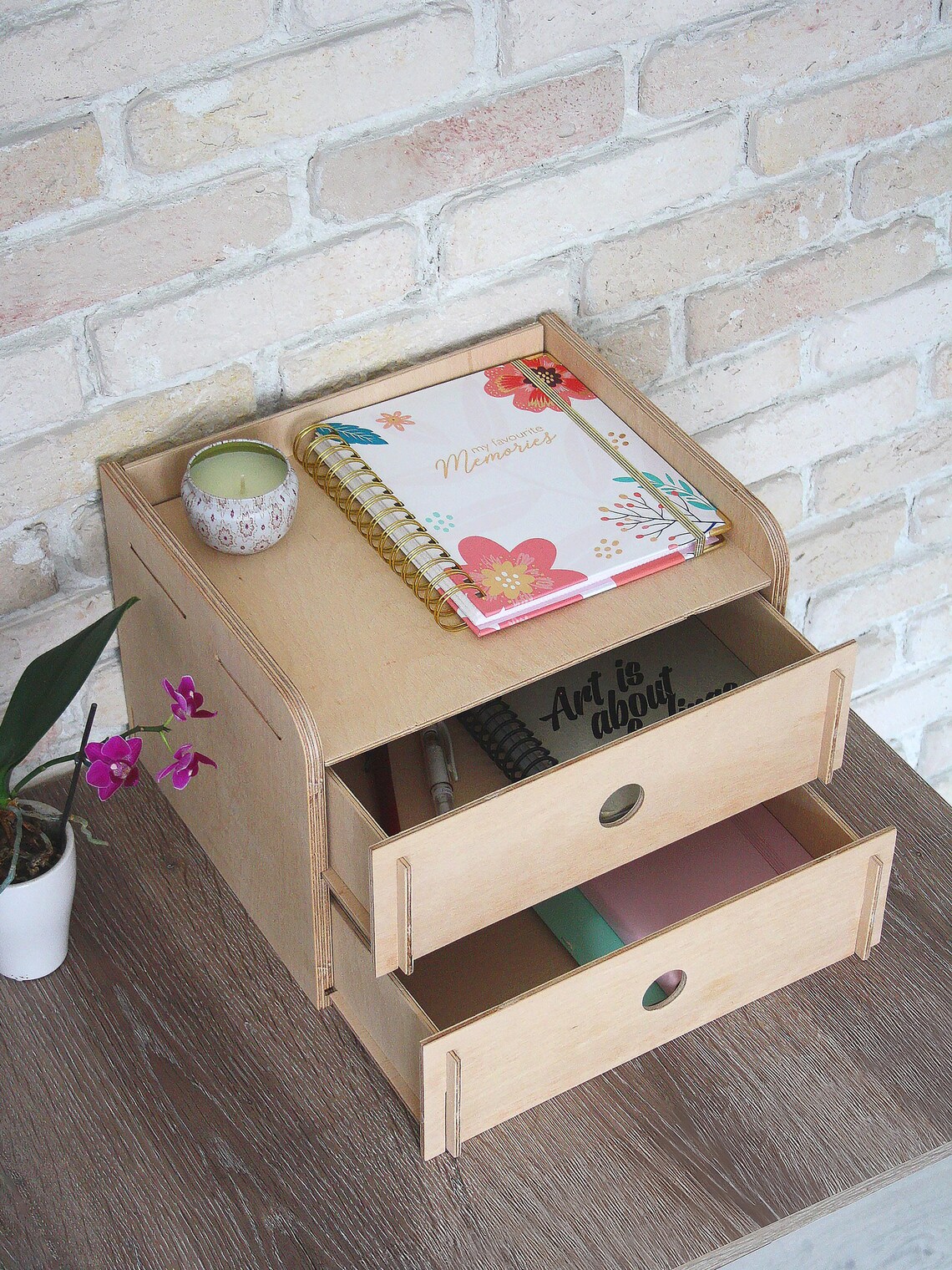Wooden Multi-purpose Organizer With 2 Drawers – Desktop & Cabinet ...