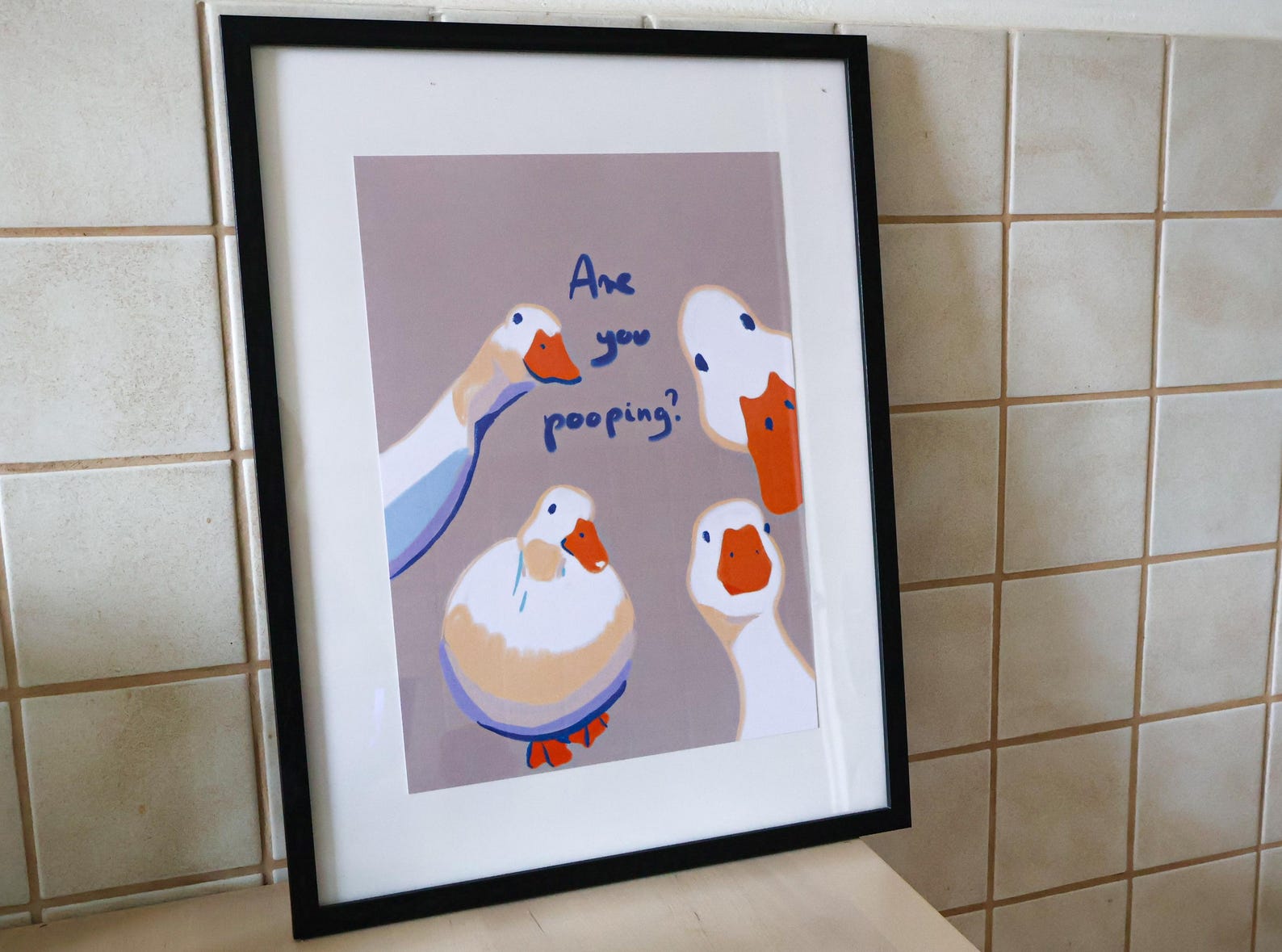 Funny Bathroom Decor Goose Art Print Are You Pooping Digital ...