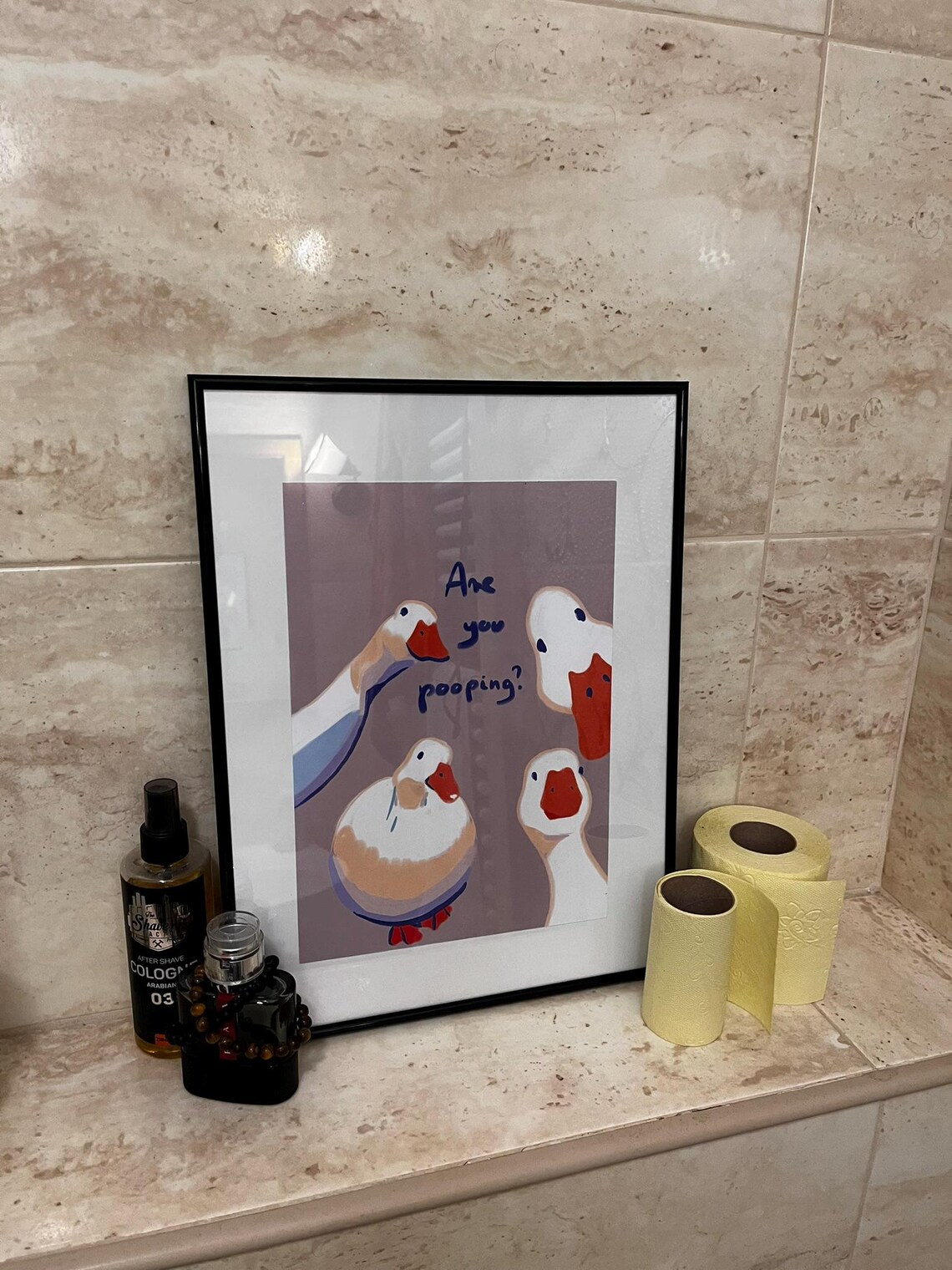 Funny Bathroom Decor Goose Art Print Are You Pooping Digital ...