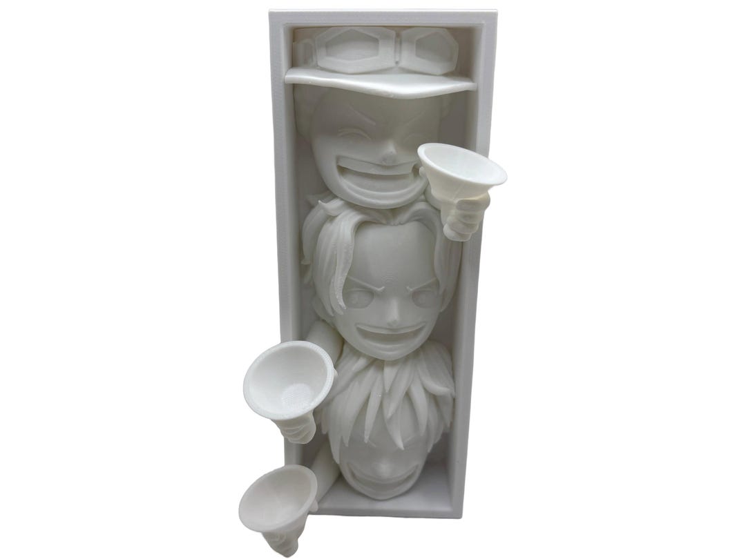 3D Printed One Piece Book Nook Luffy, Ace, Sabo Anime Bookshelf Decor ...