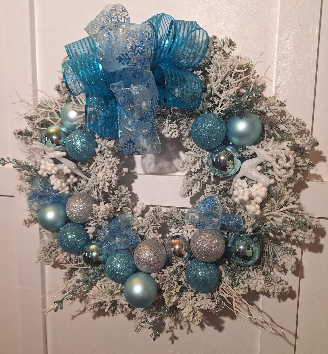Blue and Silver Wreath, Winter Wreath, Holiday Decor, Winter Decor ...