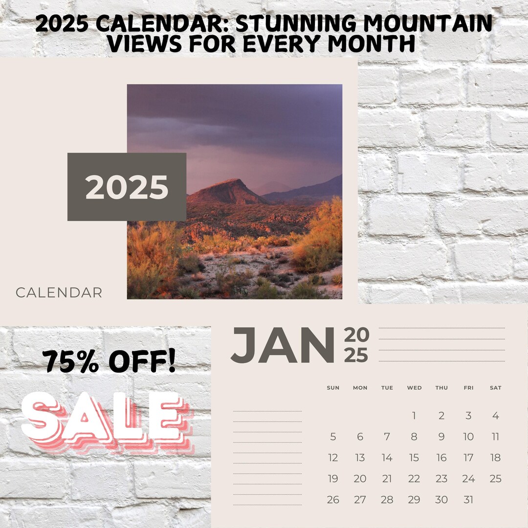 2025 Calendar Mountain Horizons: A Year of Majestic Views - Etsy