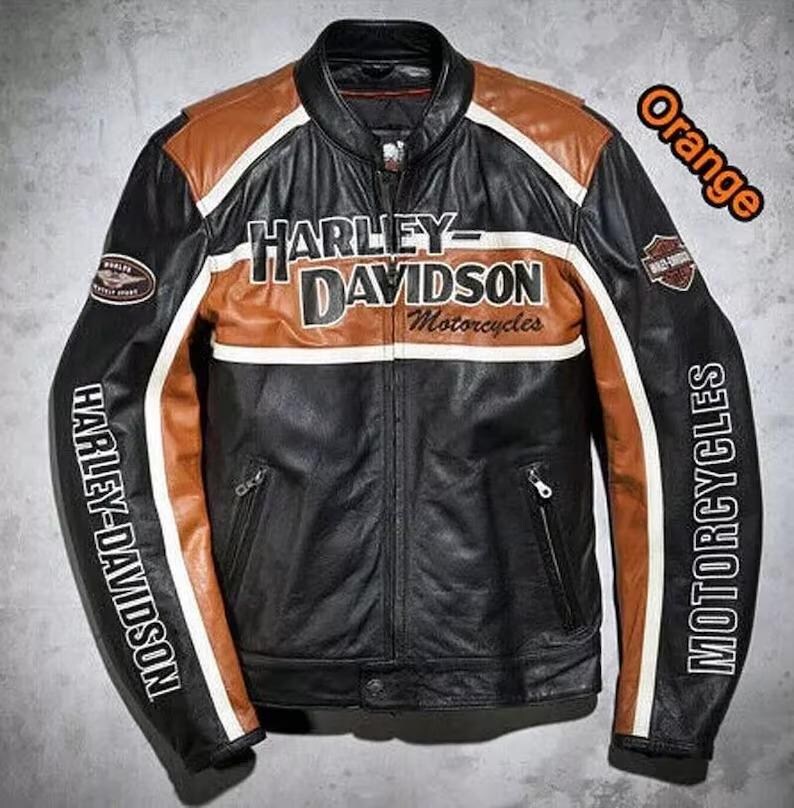 Harley Davidson Classic Replica Men's Motorcycle Biker Genuine Leather ...