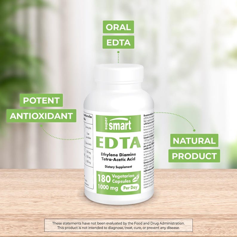 Supersmart EDTA 1000mg per Day - Calcium Disodium EDTA Supplement | Non ...