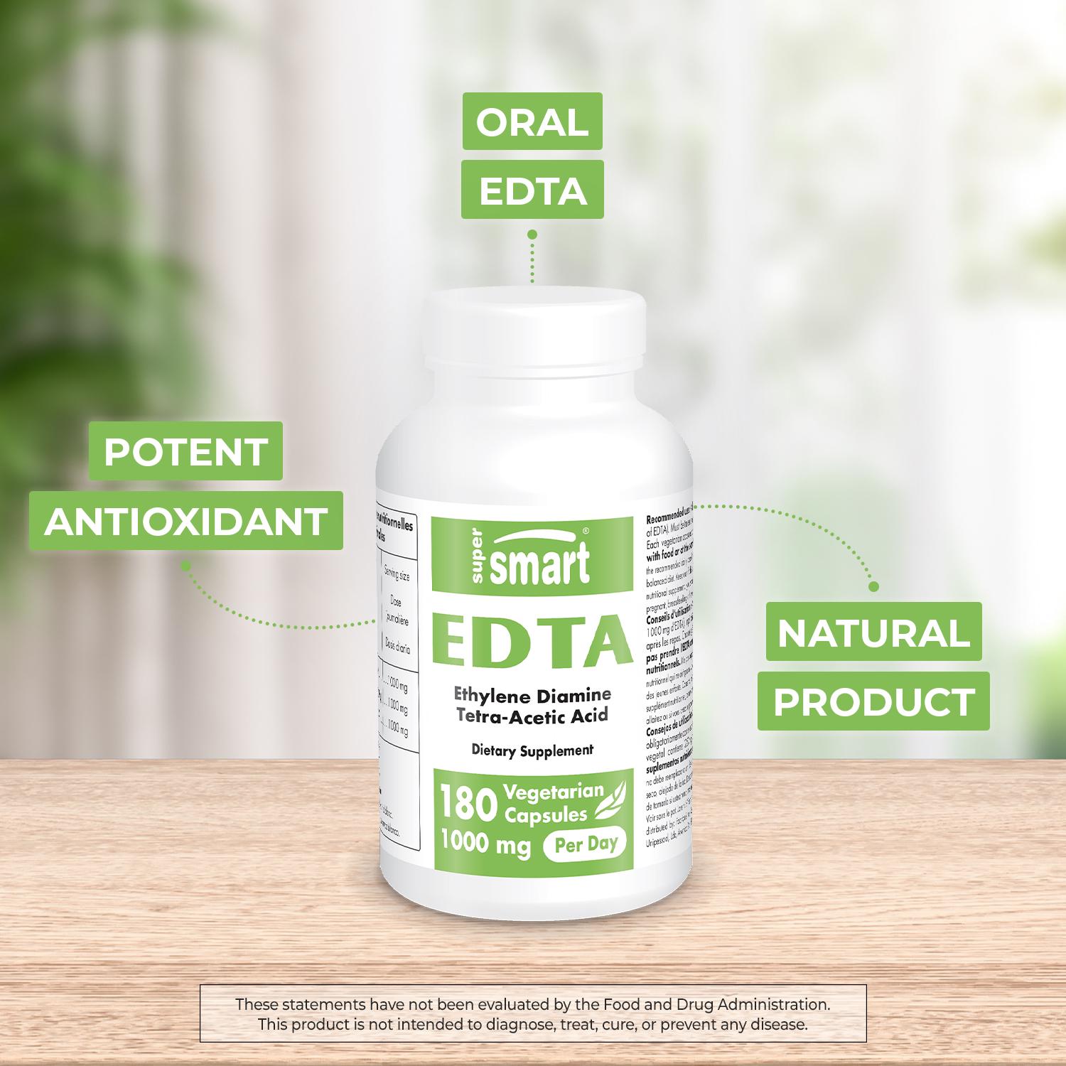 Supersmart EDTA 1000mg per Day - Calcium Disodium EDTA Supplement | Non ...