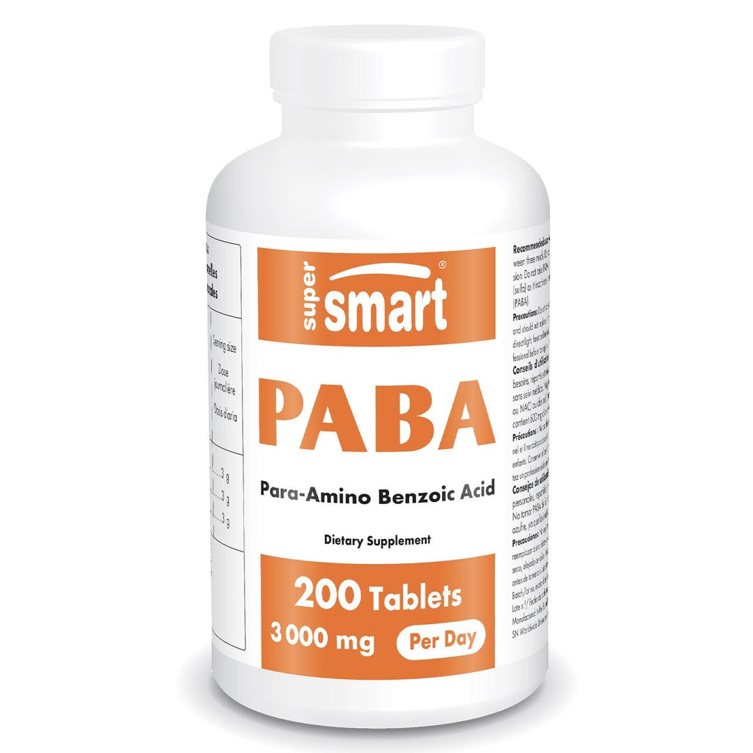 Supersmart PABA Supplement 3000mg per Day (para-aminobenzoic Acid ...