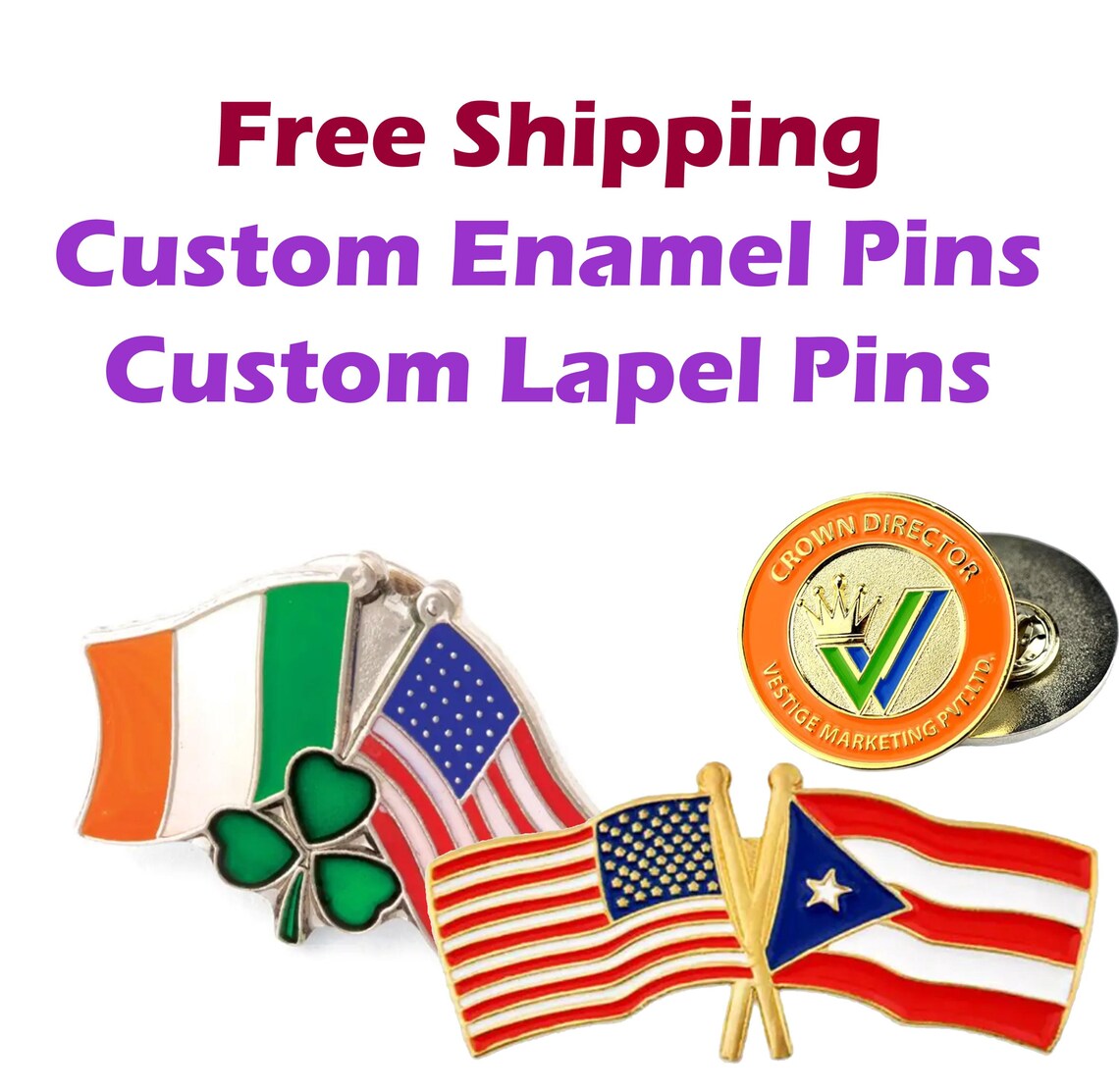 Custom Lapel Pins, Custom Enamel Pins, Free Shipping, Personalized Pins ...