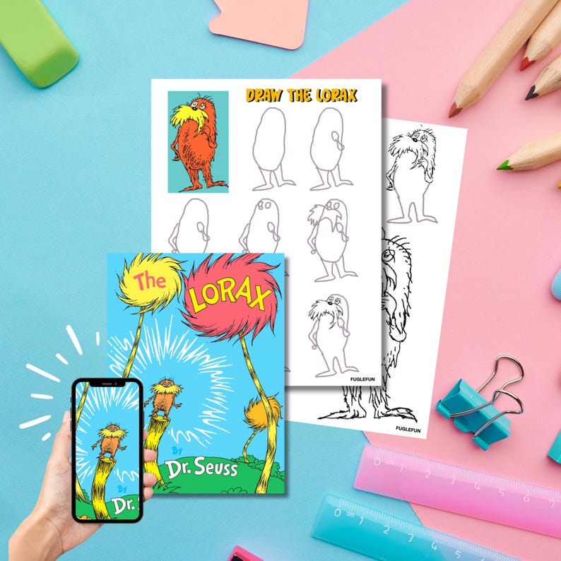 How to Draw Dr. Seuss' the Lorax and AR Book Cover - Etsy