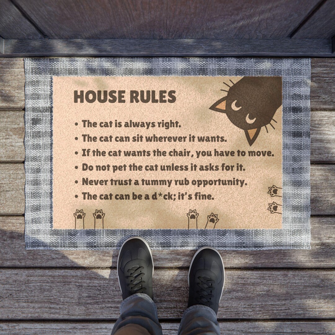 Cat House Rules Doormat House Rules for Cat Lovers, Pet Welcome Mat ...