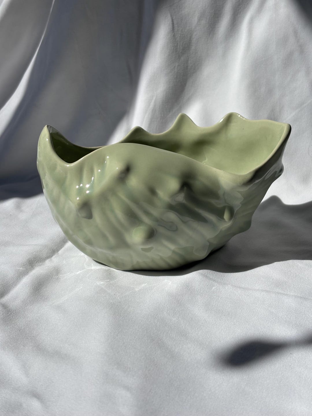 Vintage Celadon Blue/green Glazed Ceramic Pottery Seashell Planter - Etsy