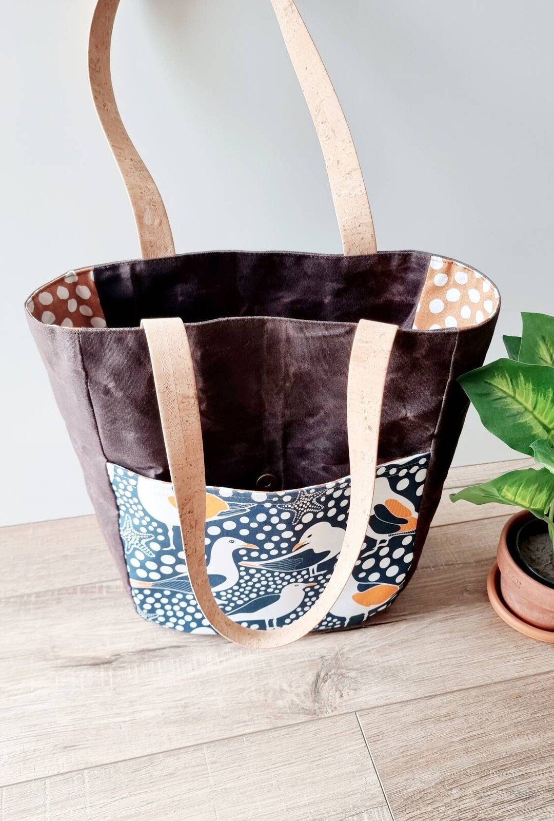 Seagull Tote Bag. Made From Chocolate Brown Waxed Canvas. Beach Bag ...