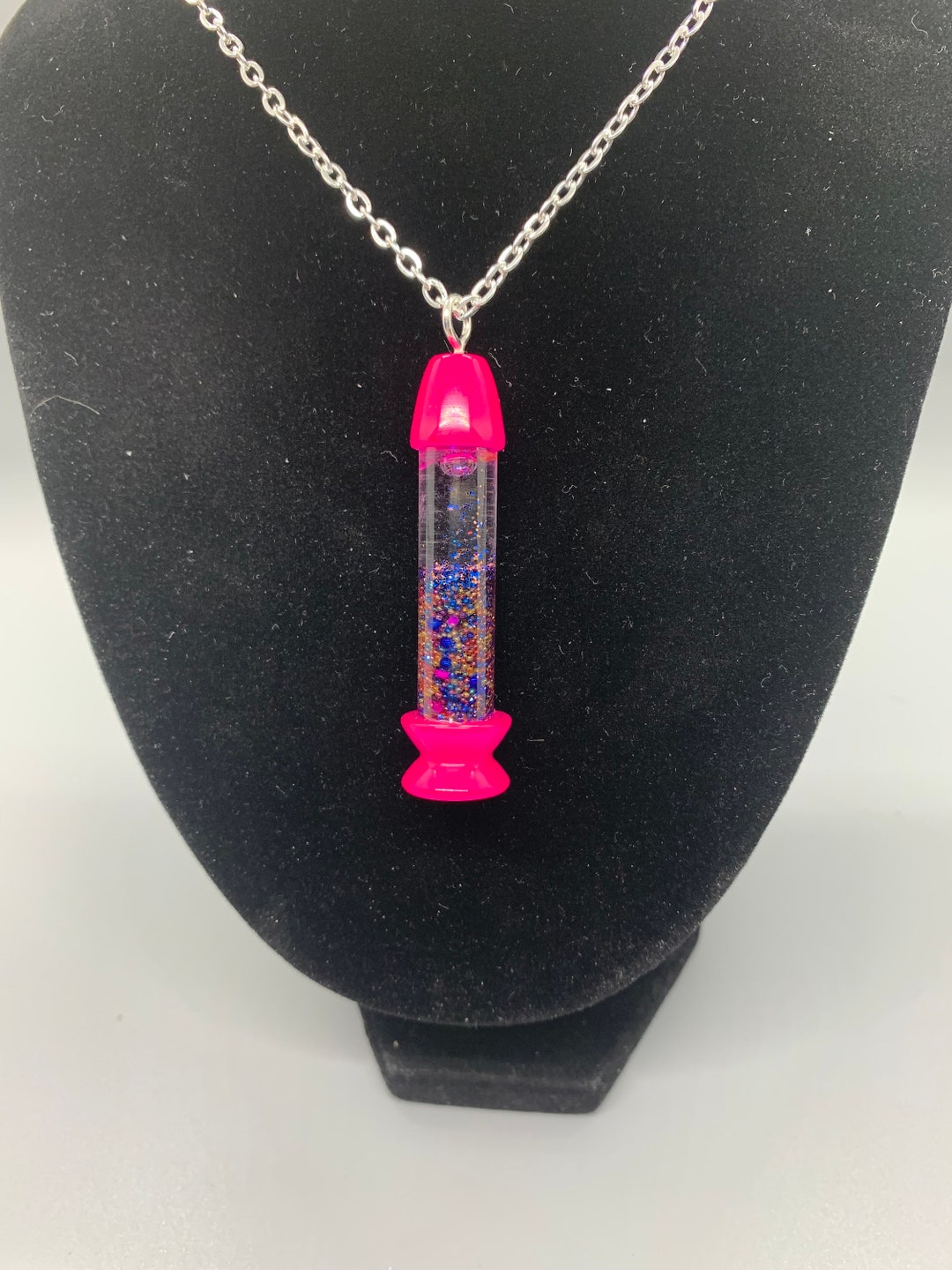 Lava Lamp Necklace: Magenta Resin, Glitter Liquid Motion Pendant - Etsy