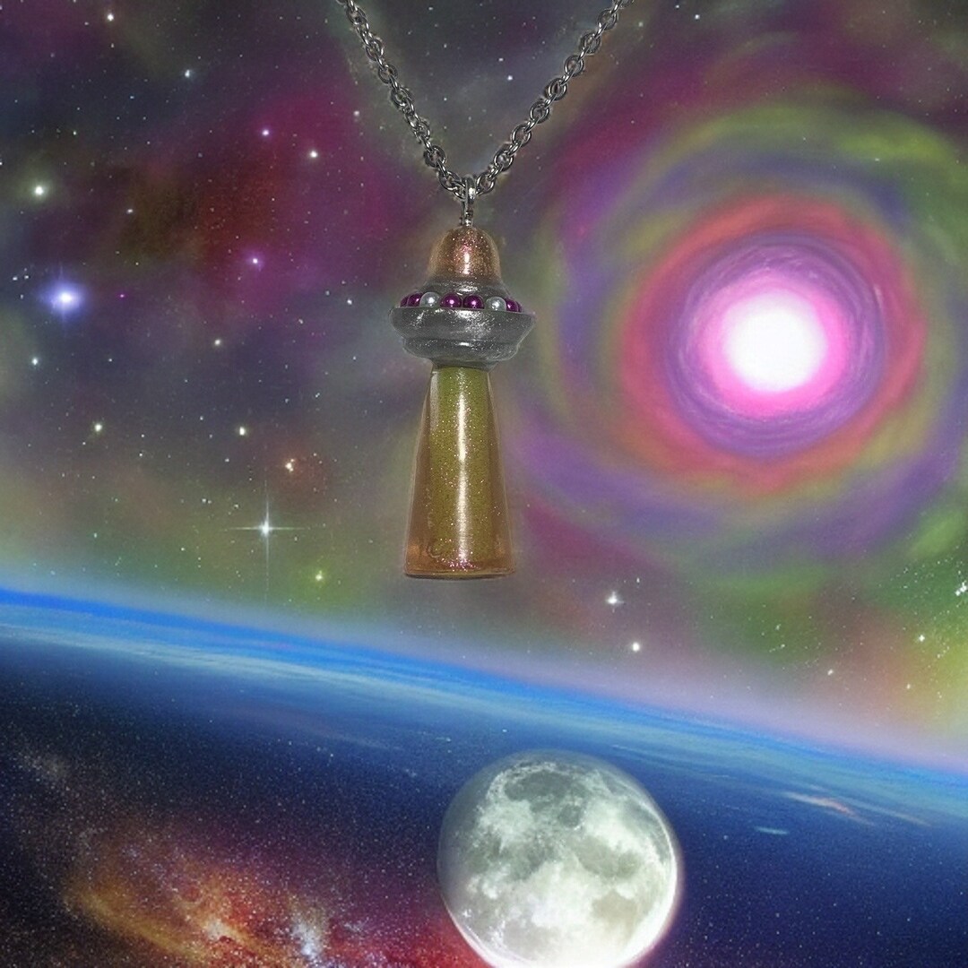 UFO Pendant Necklace With an Angled Beam. Fun to Make! - Etsy