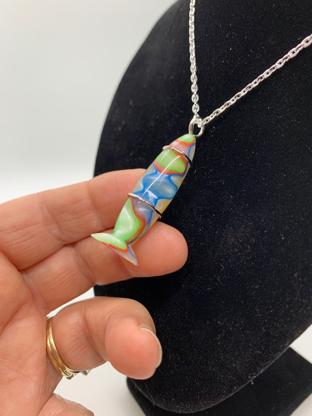 Lava Lamp, Rocket Style With Silver Inlay Rings - Etsy