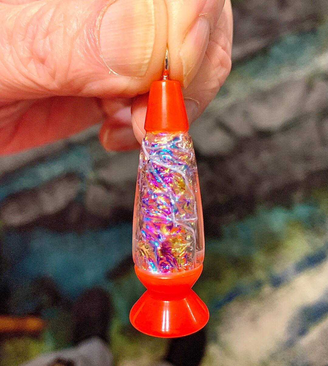 Lava Lamp Necklace Cosmic Red With Titanium Burl Dicrolam Insert - Etsy