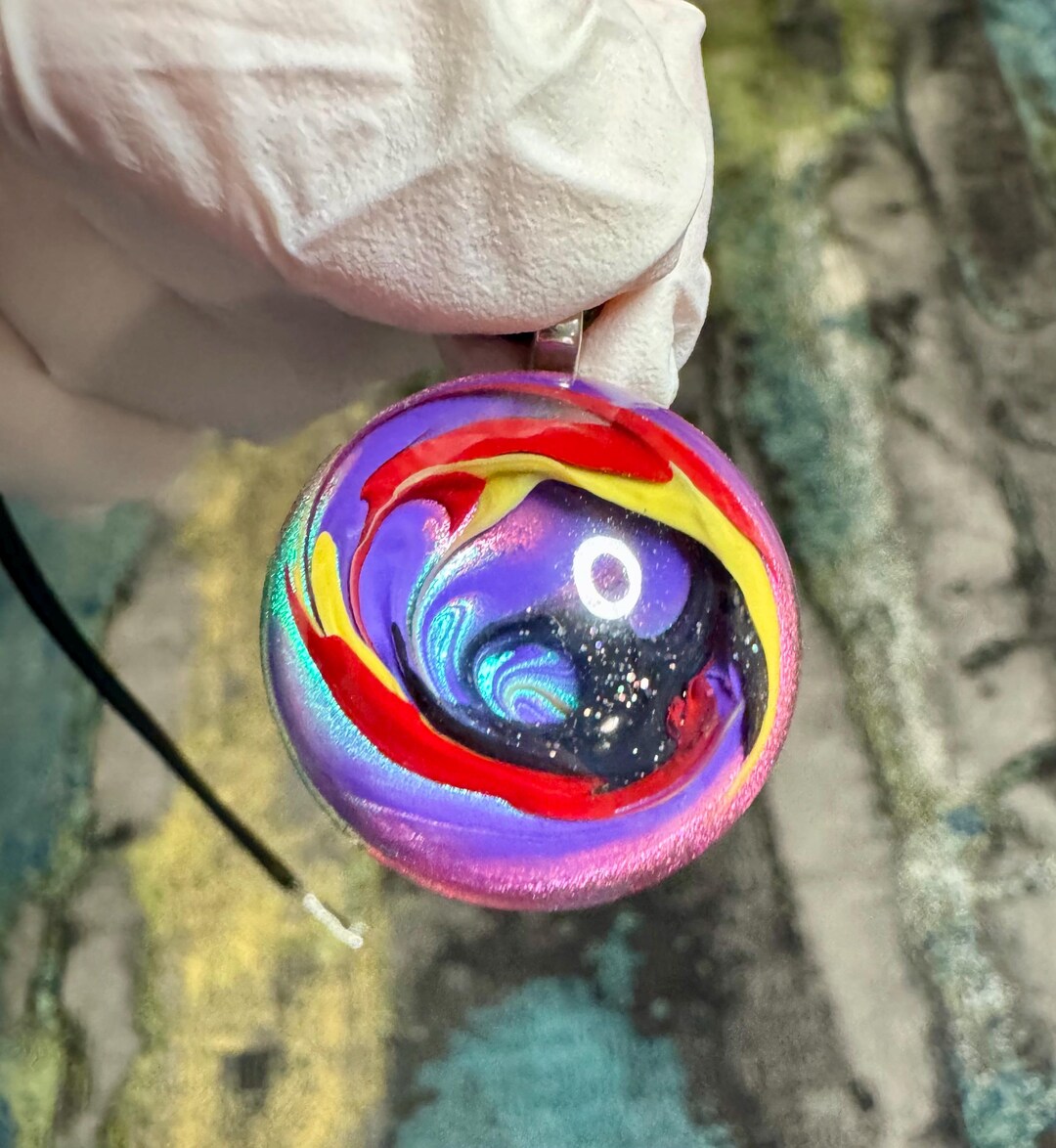 Nebula Resin Dome Pendant: Holographic Fantasy Statement Piece - Etsy
