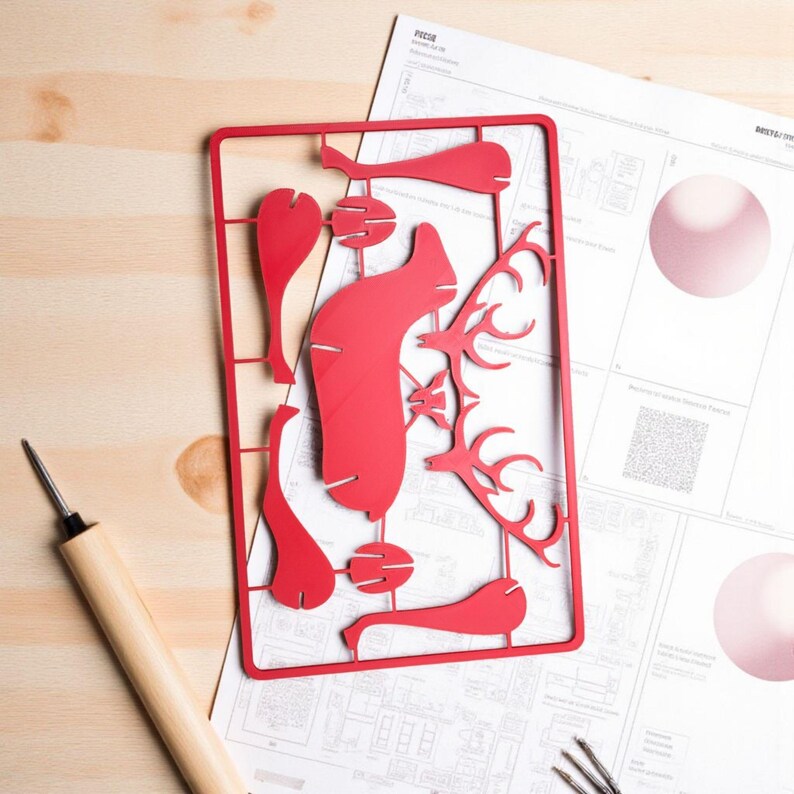 Christmas Reindeer Card Decor, Minimalist Modern Holiday Christmas Deer ...