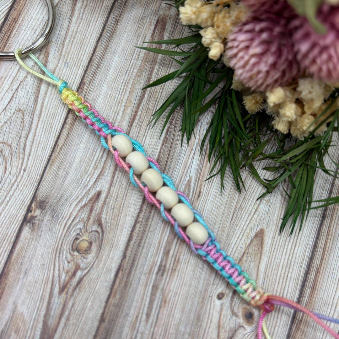 Beaded Fidget Keychain, Autism Fiddle for Adults, Sensory Keyring for ...