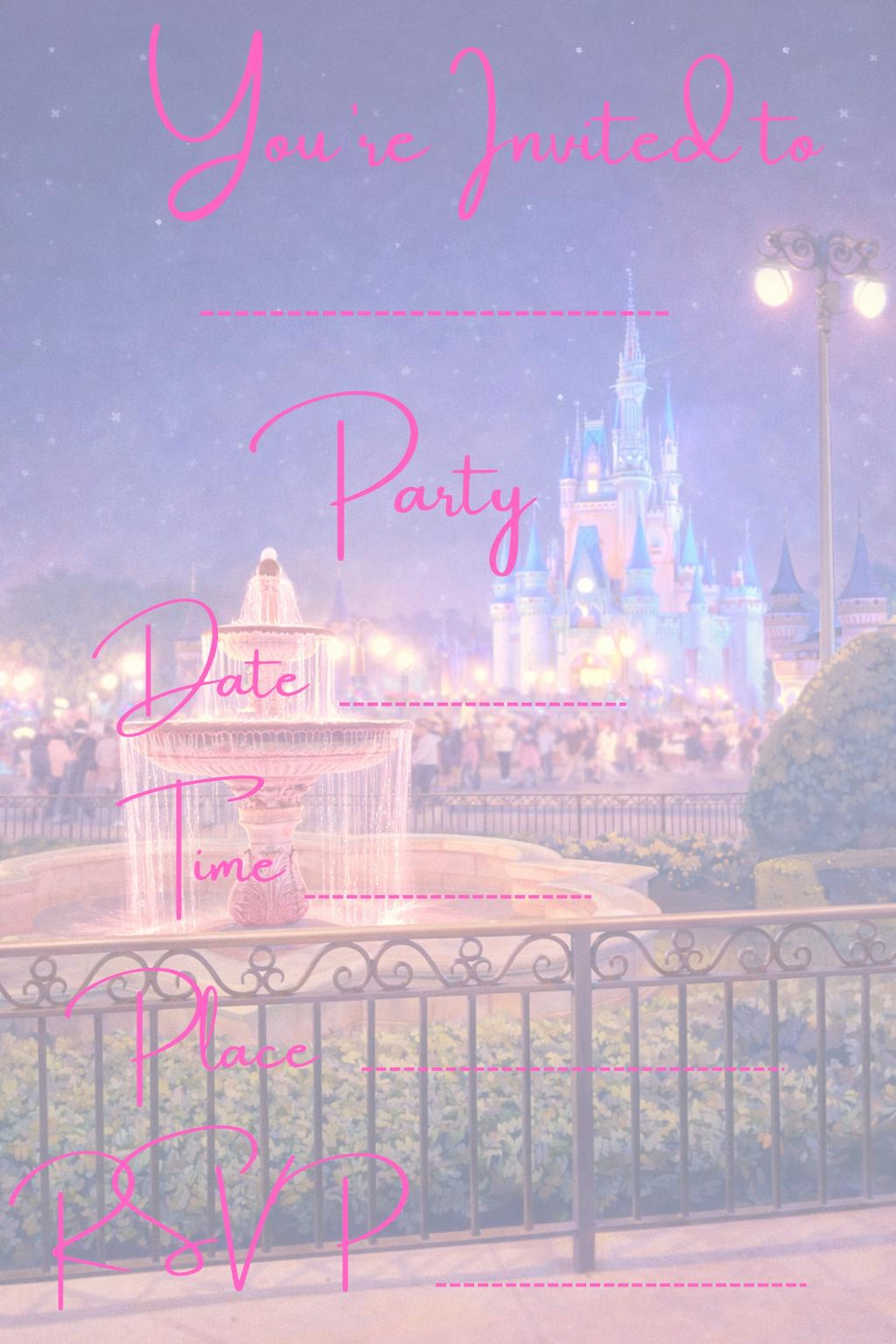 Disney Castle Party Invitation Digital Print - Etsy