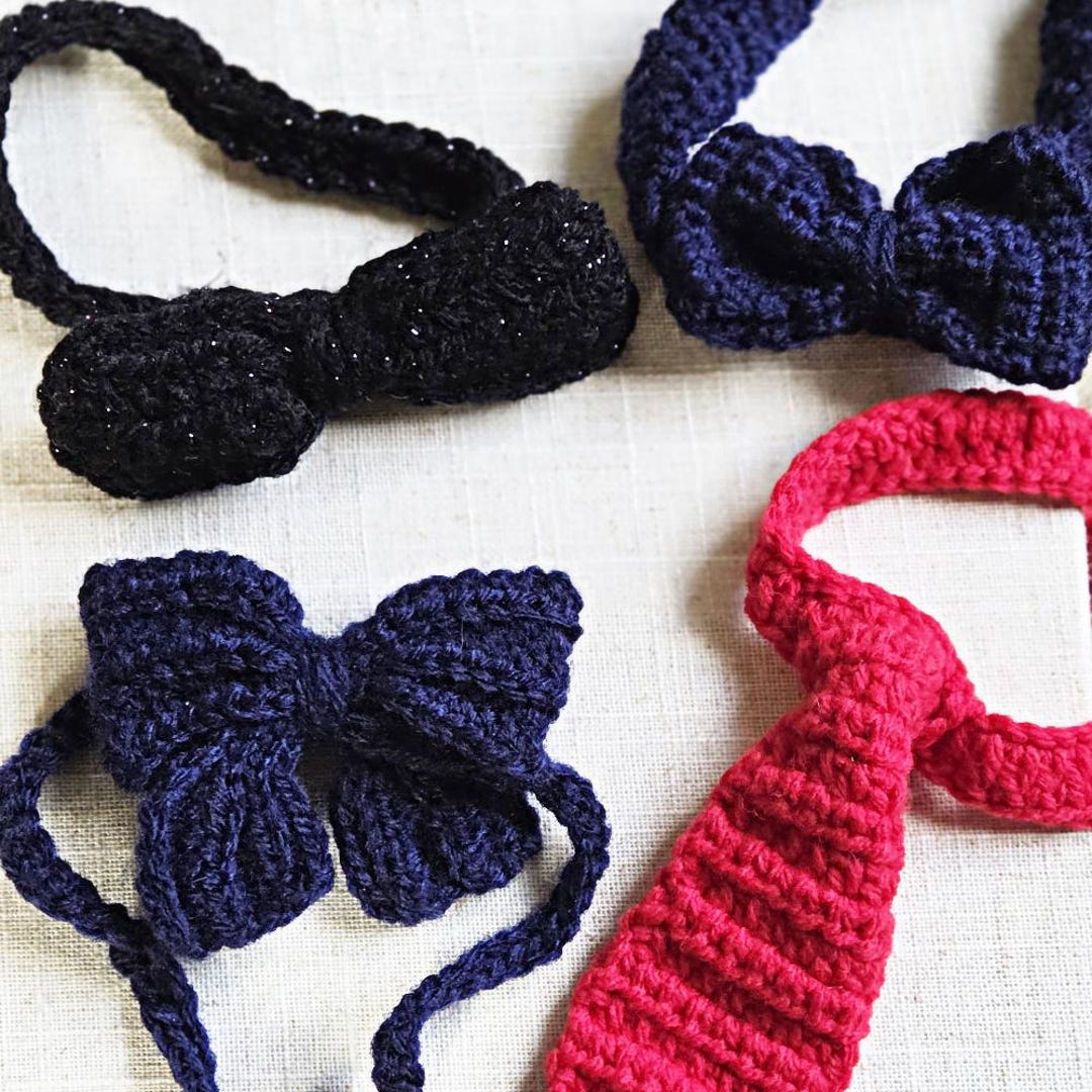 Fancy Pet Neckwear Bundle - Crochet 4-piece Formal Collar Set for Cats ...