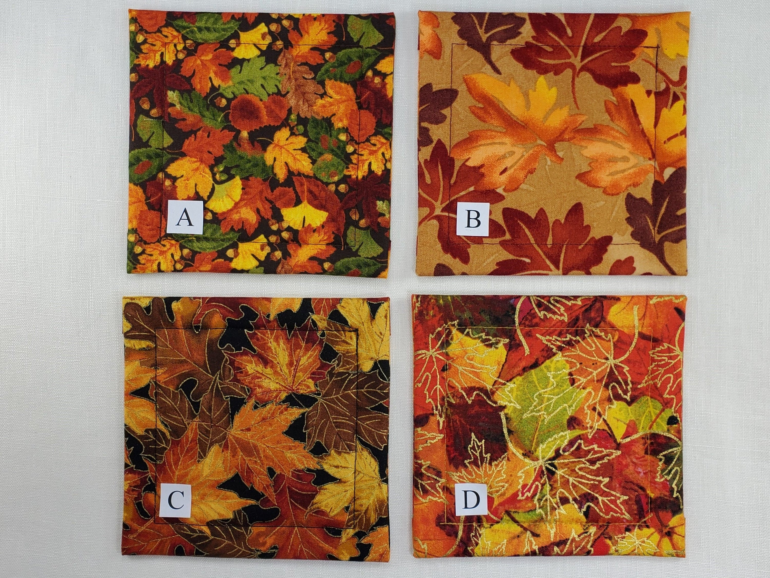 Fall Leaves Coaster - Cloth Coaster - Fabric Coaster - Absorbent ...