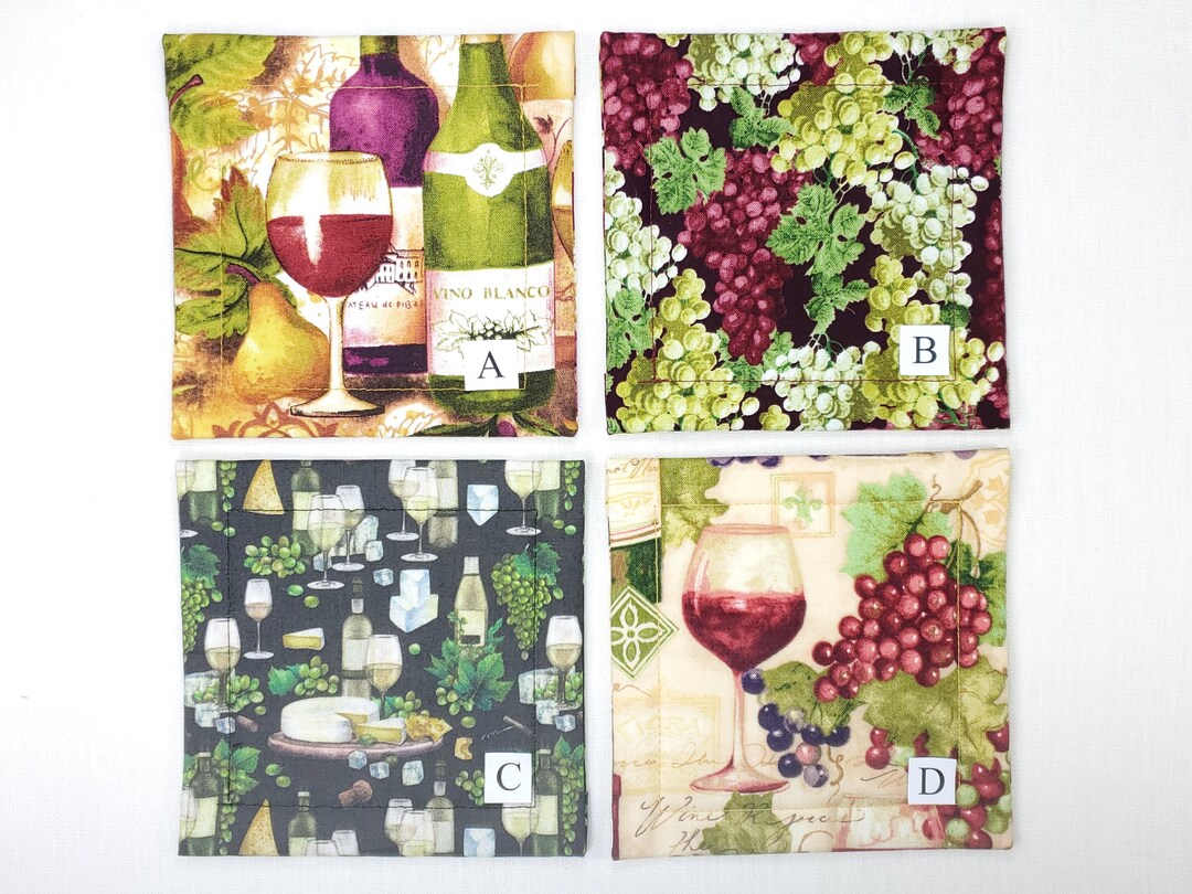 Wine Cloth Coaster - Cloth Coaster - Fabric Coaster - Absorbent Coaster ...