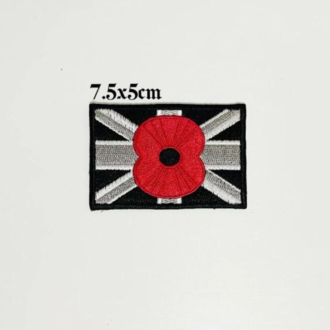 Union Jack Poppy Embroidered Patch Badge Iron / Sew on Military Army ...