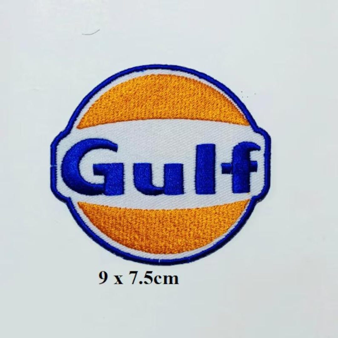 GULF Oil Embroidered Iron on Sew on Gasoline Car Patch Sticker Applique ...
