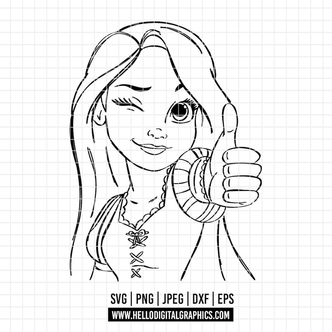 2405 - Rapunzel Outline SVG, PNG, EPS - Disneyy Princess Rapunzel ...