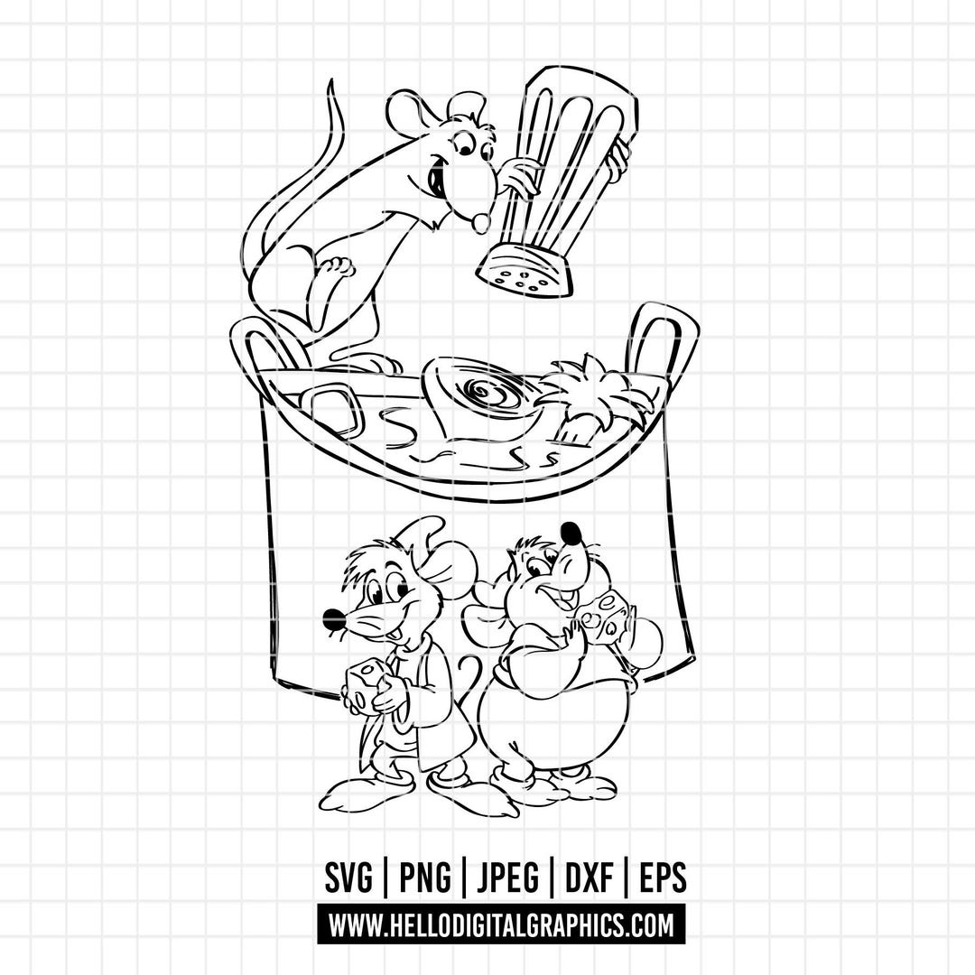2855 - Ratatouille Scenes SVG, PNG, EPS - Ratatouille Line Art-outline ...