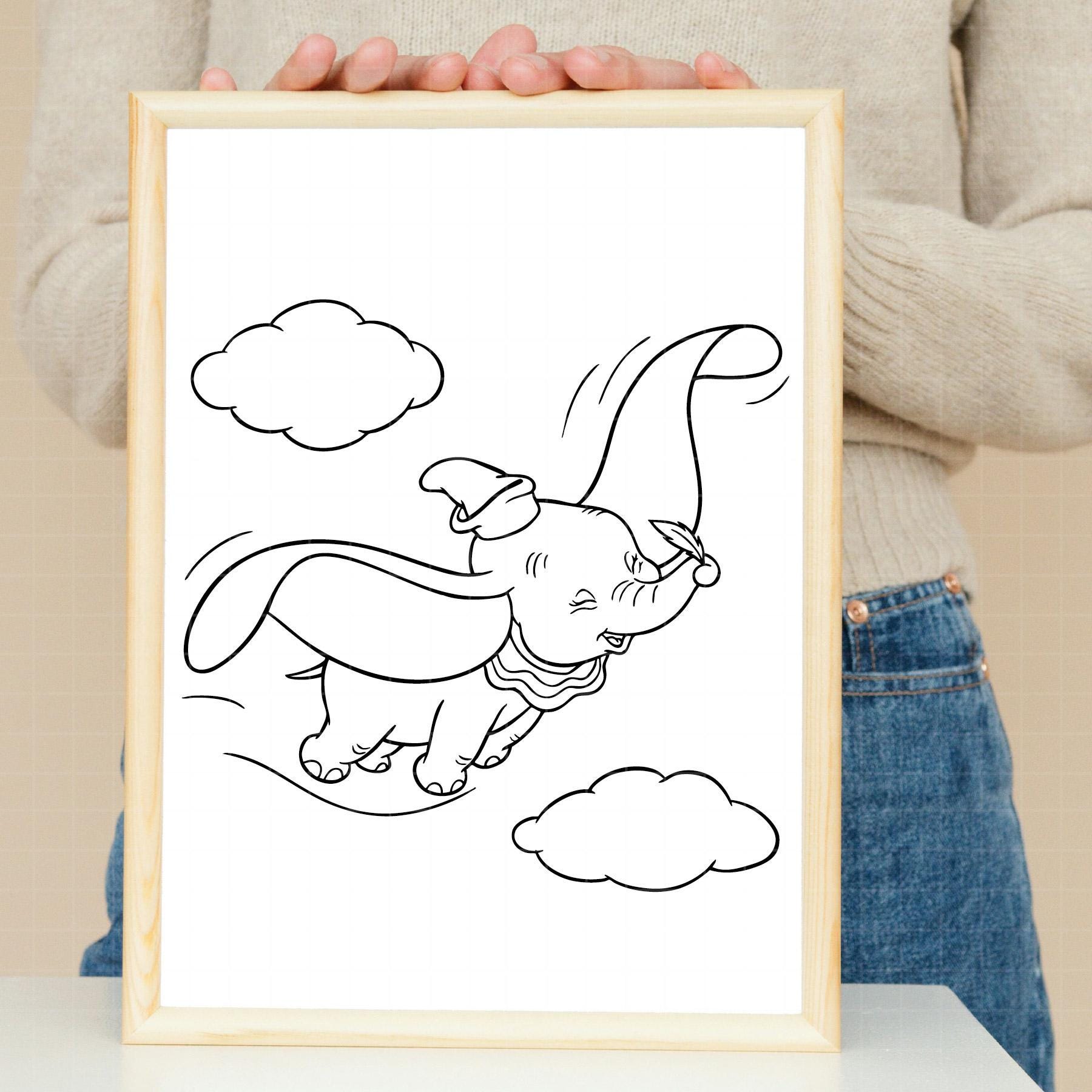 3068 - Dumbo Planning SVG, EPS, PNG- Dumbo Outline Clipart Vector ...